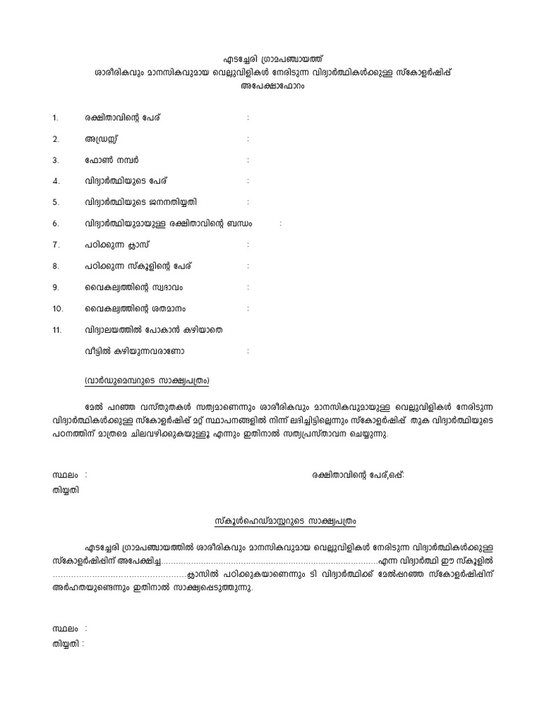 Disability Scholarship Form-1 | PDF