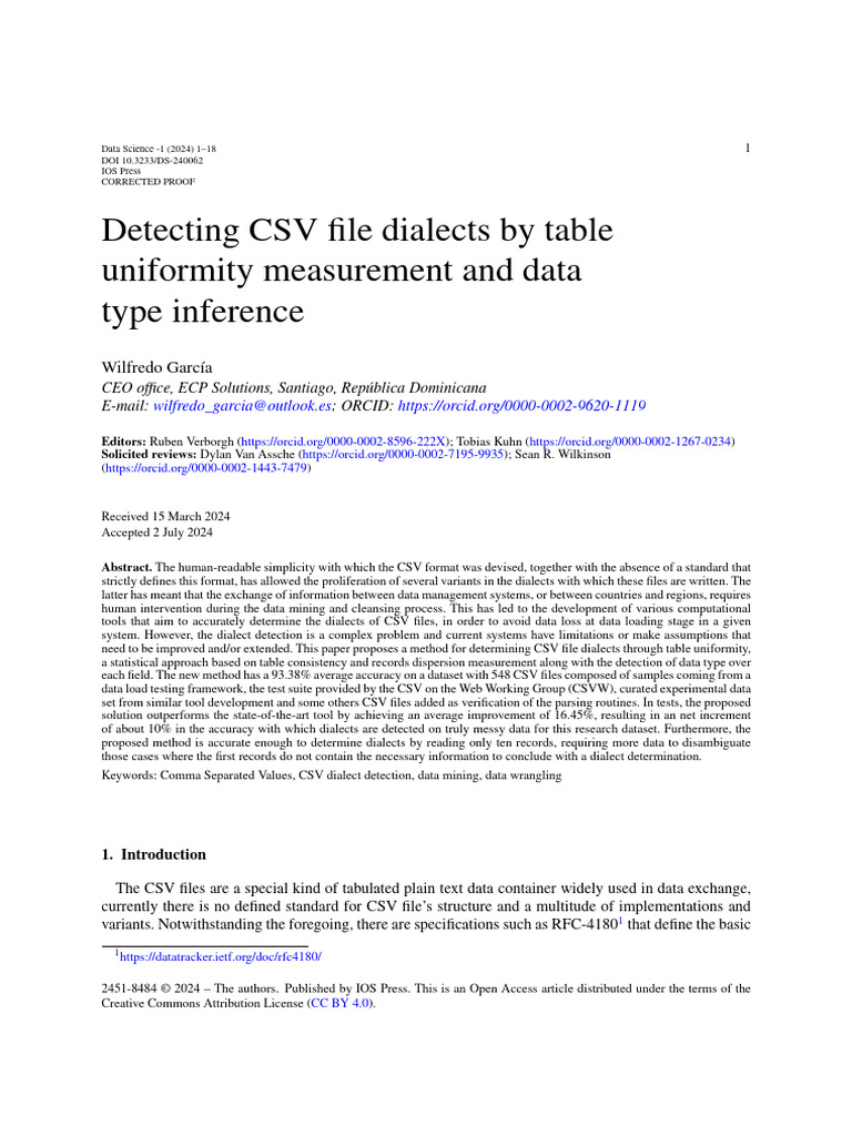 Detecting Csv File Dialects By Table Uniformity Measurement And Data 4847