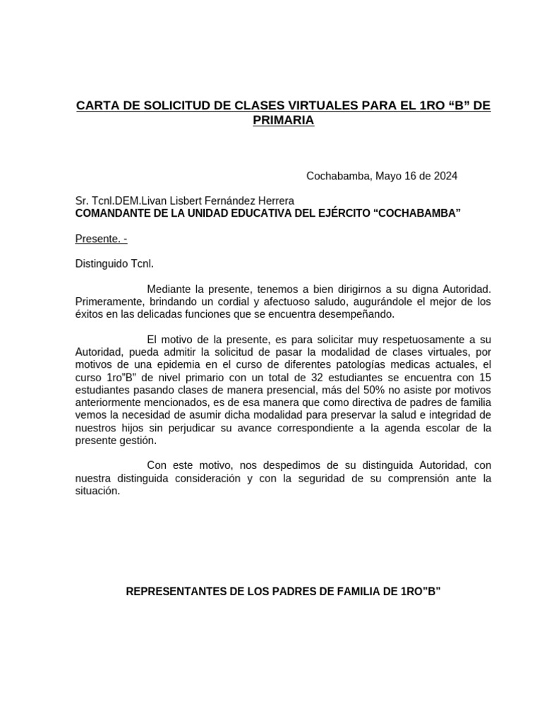 Carta Clases virtuales | PDF