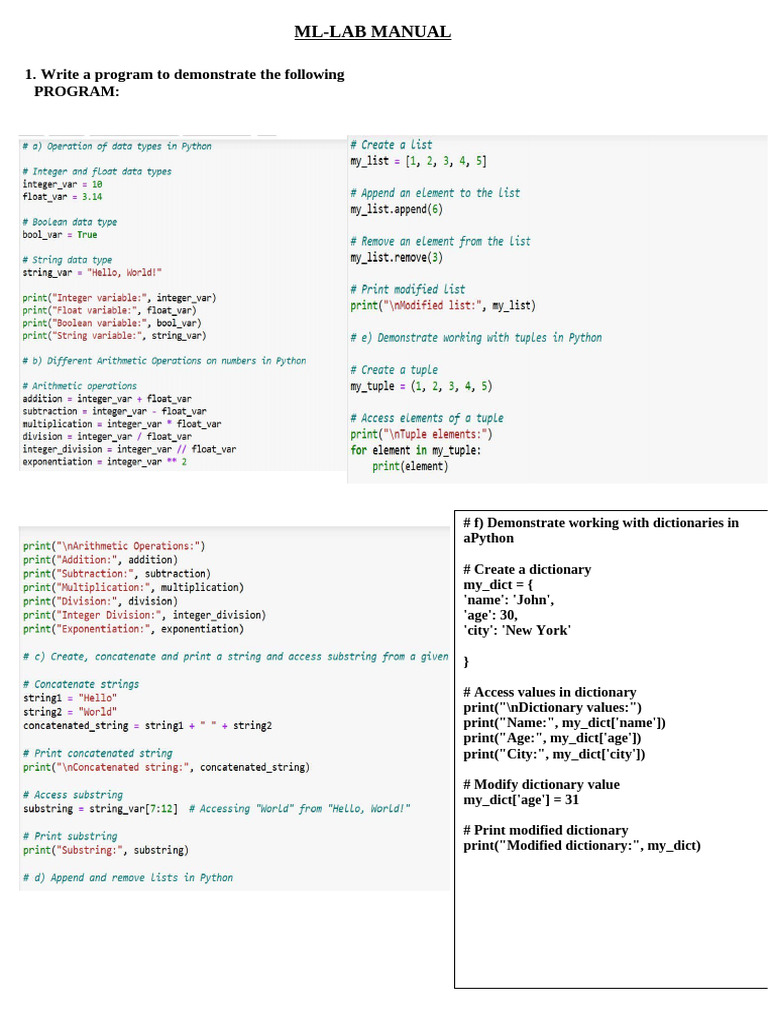 ML Lab Manual 2023 - 24 | PDF