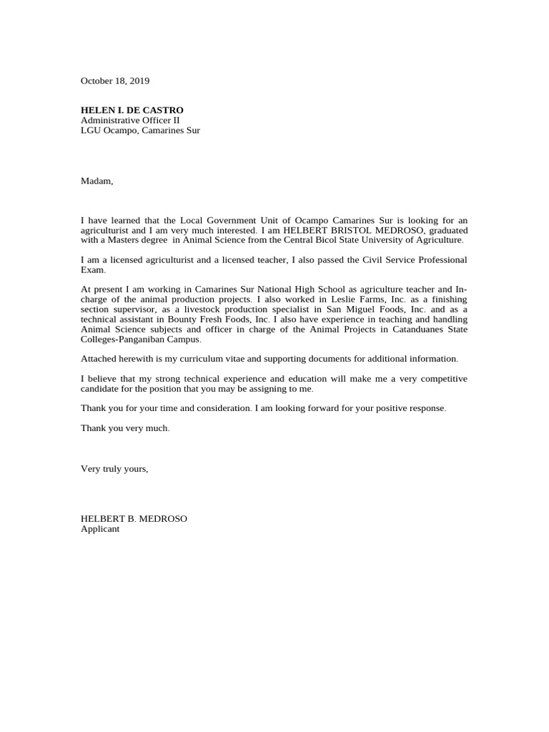 Application Letter LGU | PDF