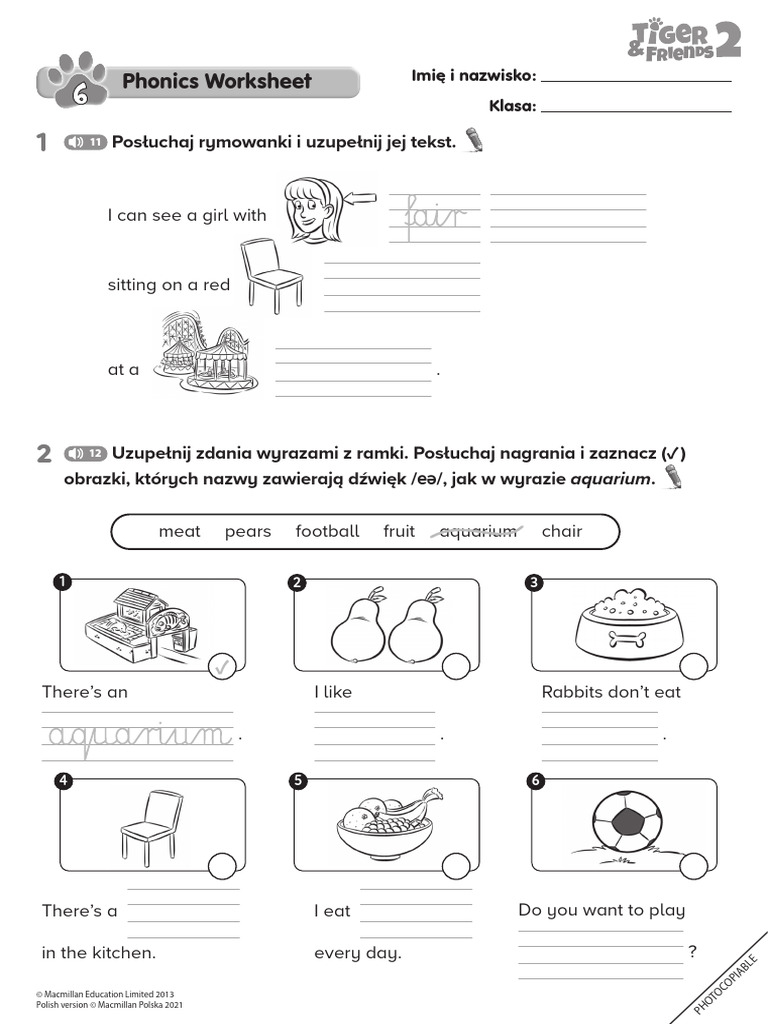 Tiger&Friends 2 - TRF - Unit 6 - Phonics | PDF
