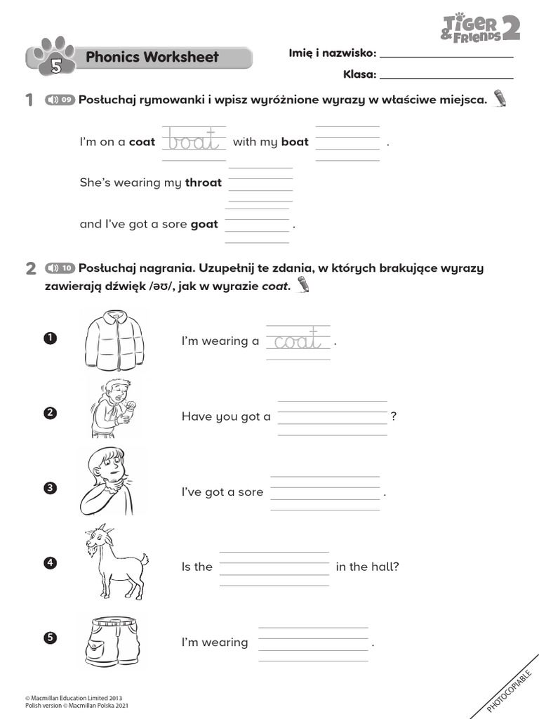 Tiger&Friends 2 - TRF - Unit 5 - Phonics | PDF