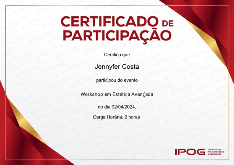 certificado ipog injetaveis | PDF