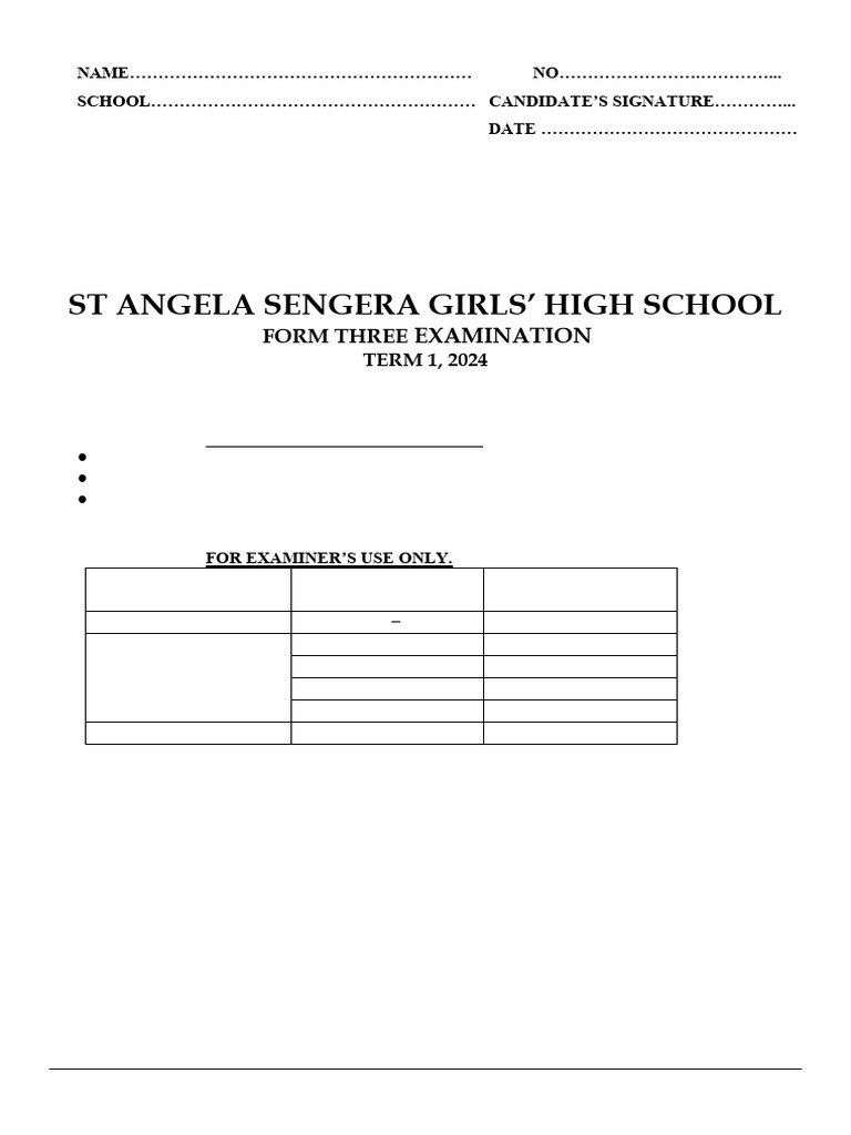 Form 3 Comp Exam | PDF