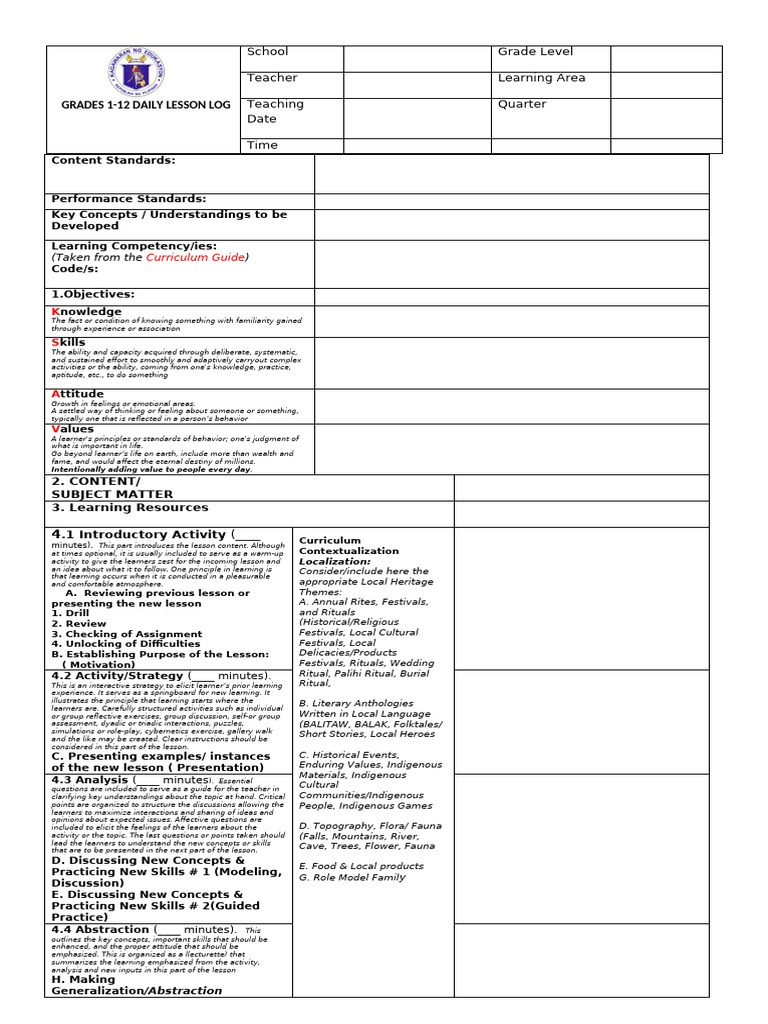 DLP ONE DAY FORMATv2 2 | PDF | Learning | Teachers