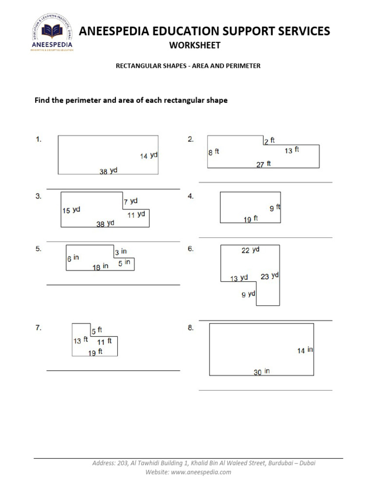 Rectangular Shapes - Area and Perimeter | PDF | Art