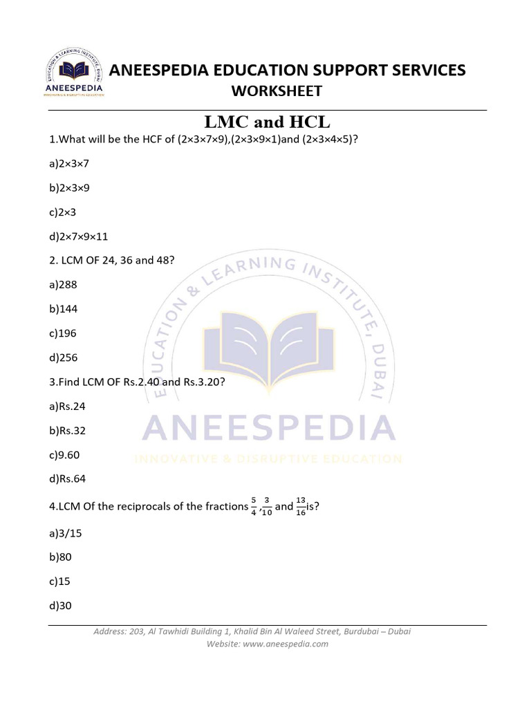 LCM and HCL | PDF