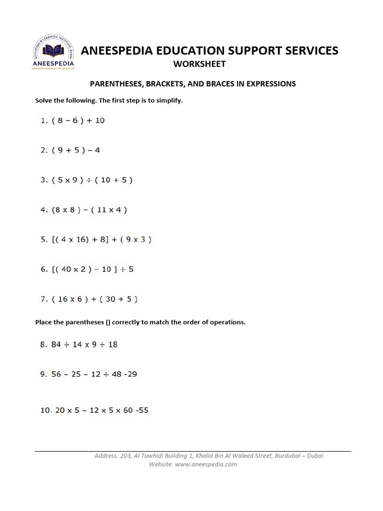 Parentheses, Brackets, And Braces in Expressions 1 | PDF