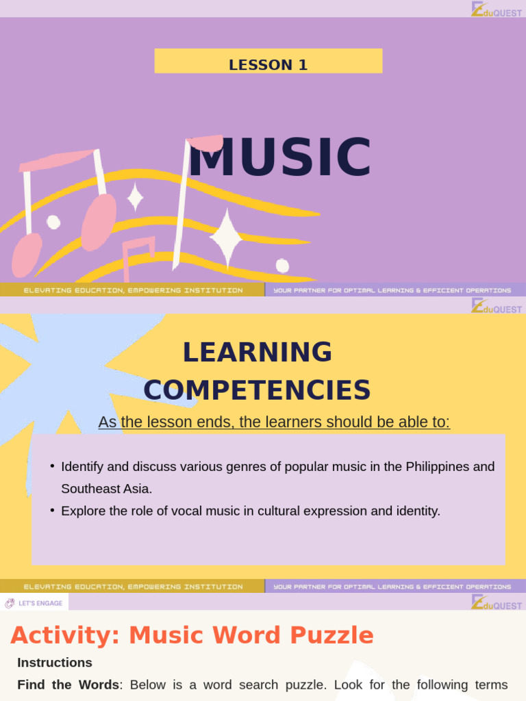 G7 Music and Arts Quarter 1 Unit 1 Lesson 1.music | PDF