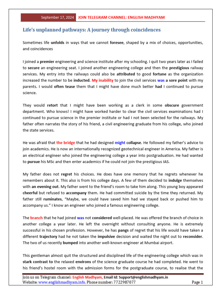 Life’s Unplanned Pathways | PDF