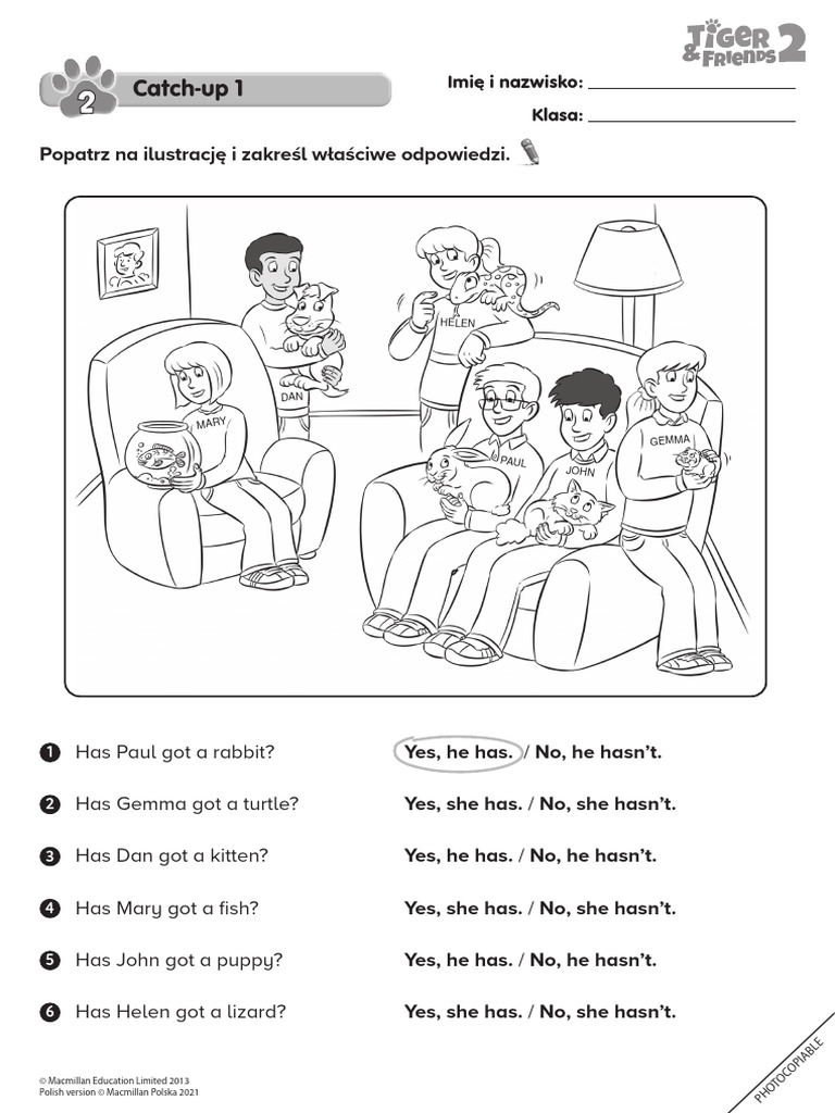 Tiger&Friends 2 - TRF - Unit 2 - Catch-Up 1 | PDF