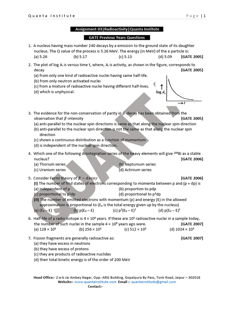 Assignment 03 (Radioactive) | PDF