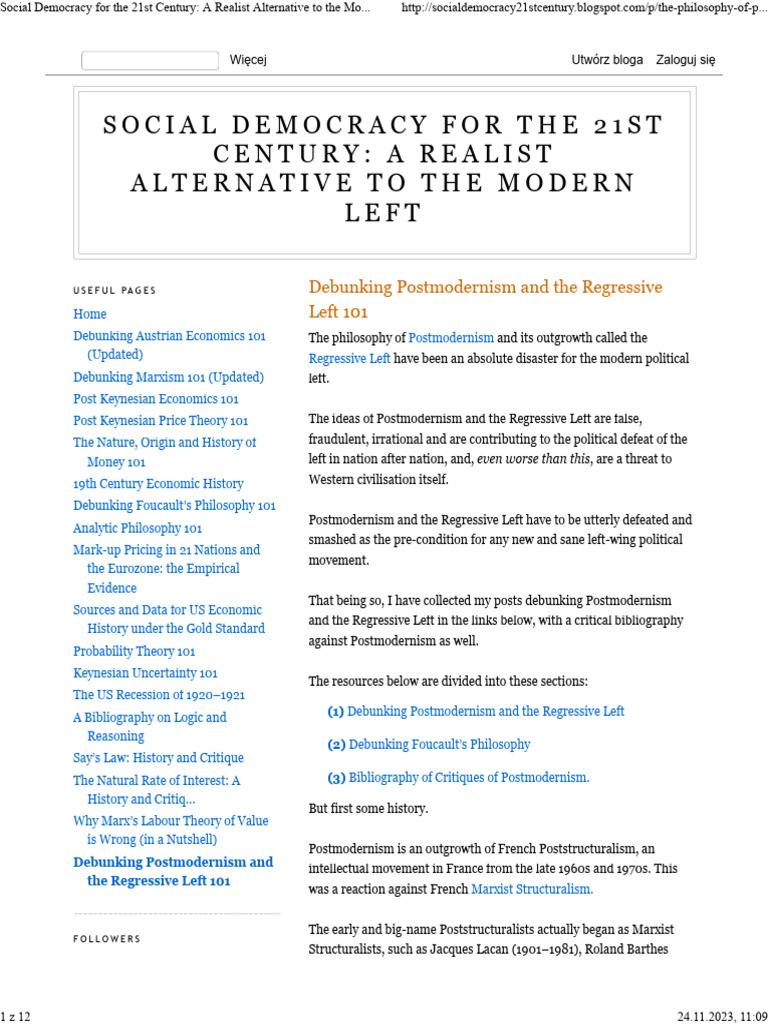 Debunking Postmodernism and The Regressive Left 101 | PDF | Postmodernism | History