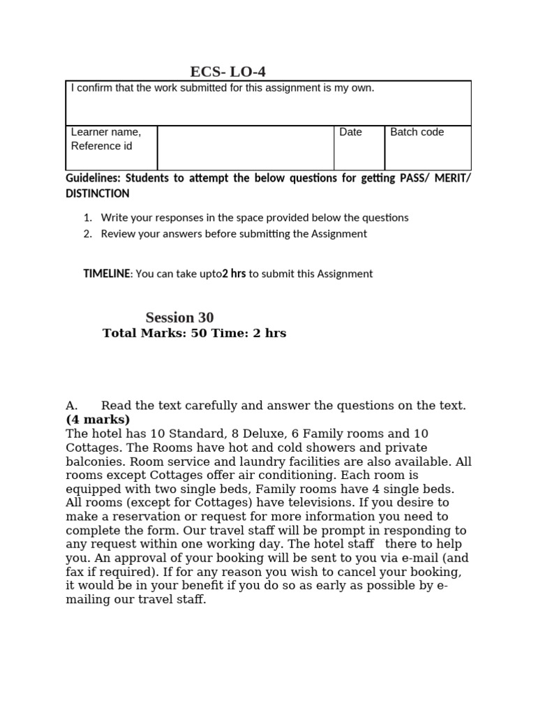 ECS-LO-4: Guidelines: Students To Attempt The Below Questions For ...