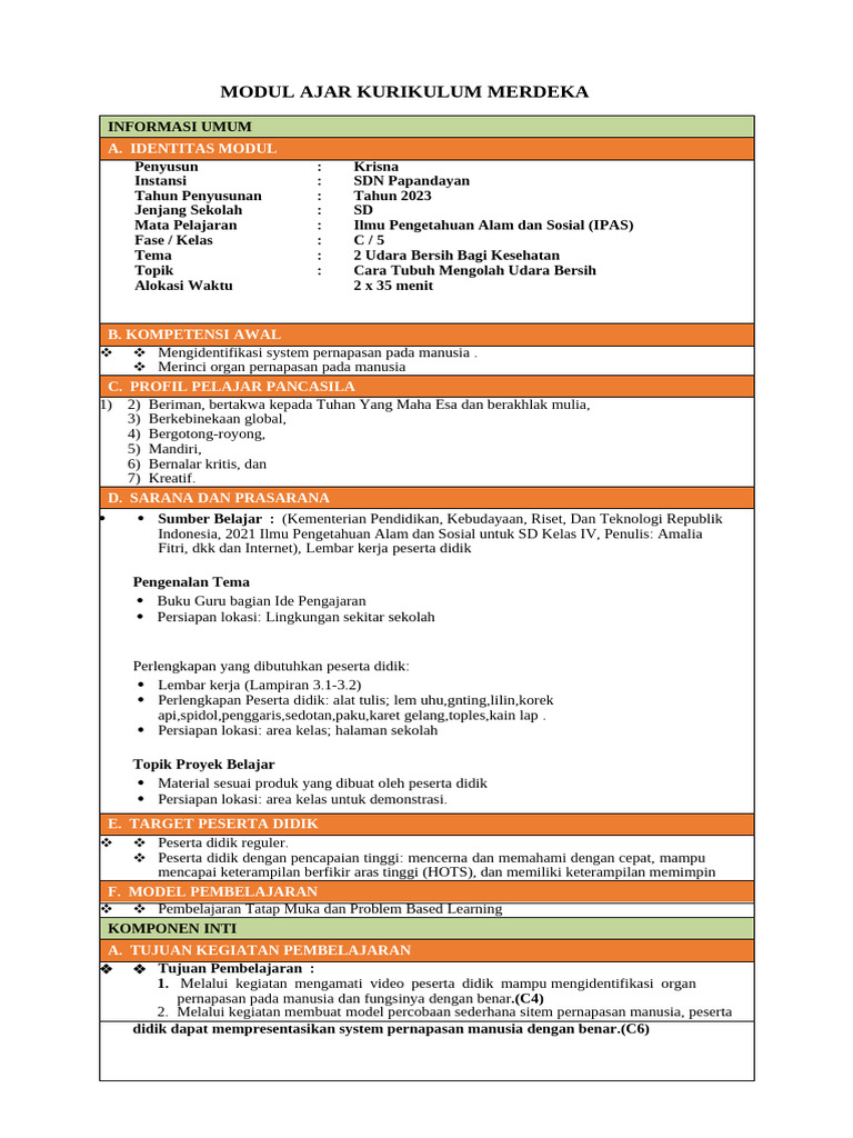 MODUL AJAR KURIKULUM MERDEKA | PDF