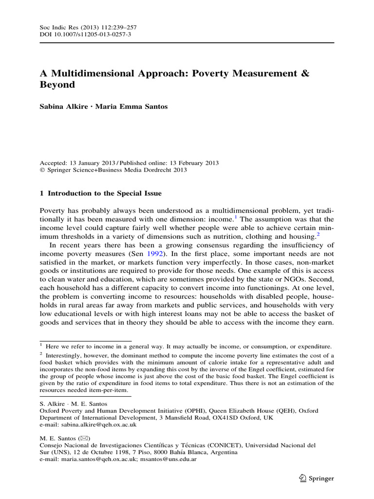 A Multidimensional Approach- Poverty Measurement & Beyond | PDF