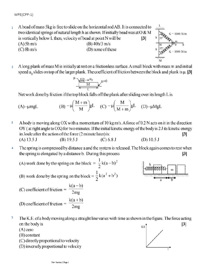 WPE (CPP-1) Work Power Energy Practice Papers | PDF