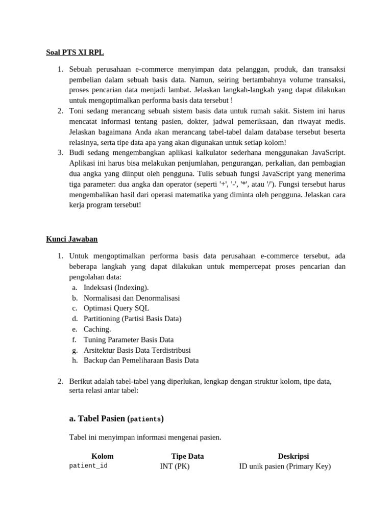 Soal PTS XI RPL-Mupa | PDF