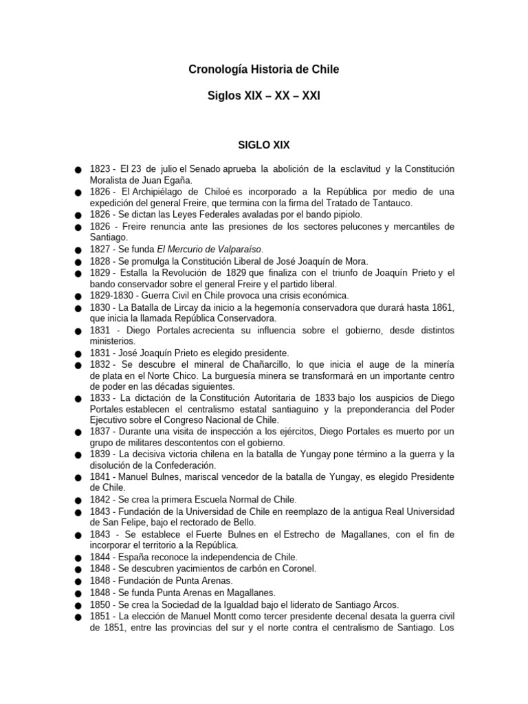 03 Cronología Historia de Chile | PDF