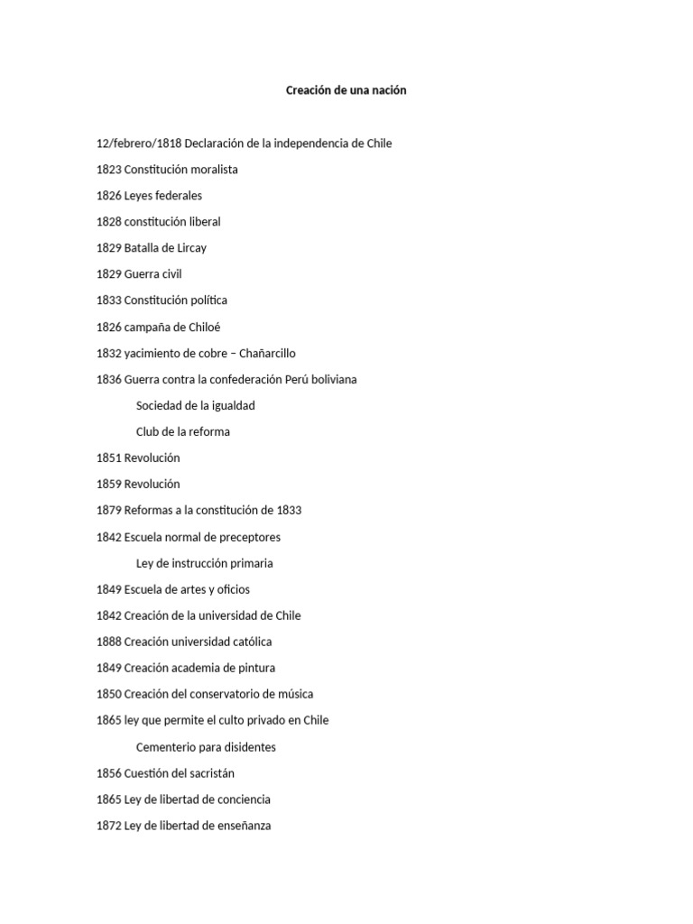 Cronología de Chile - Procesos | PDF