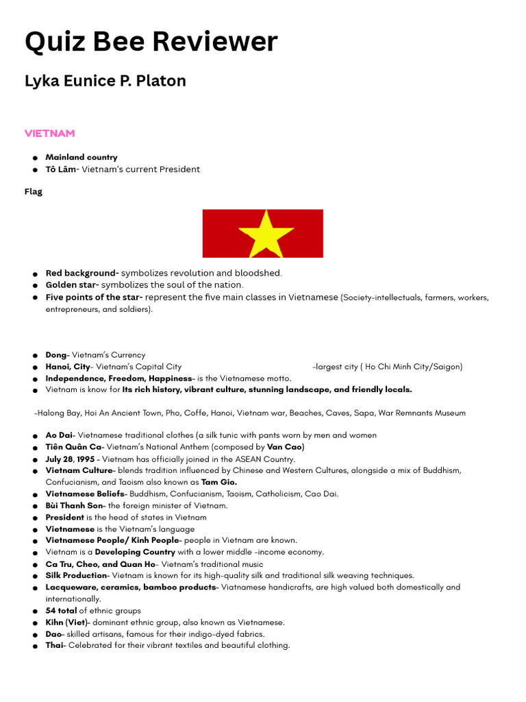 Quiz Bee Reviewer | PDF