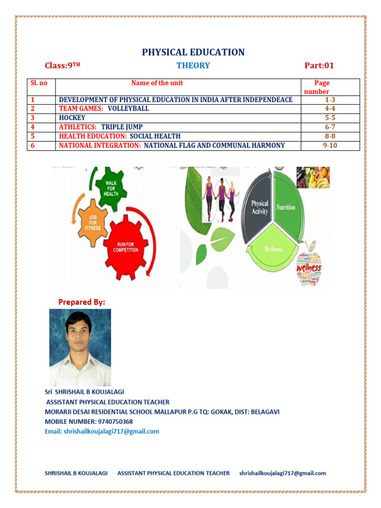 9th CLASS PHYSICAL EDUCATION NOTES PART-1 | PDF