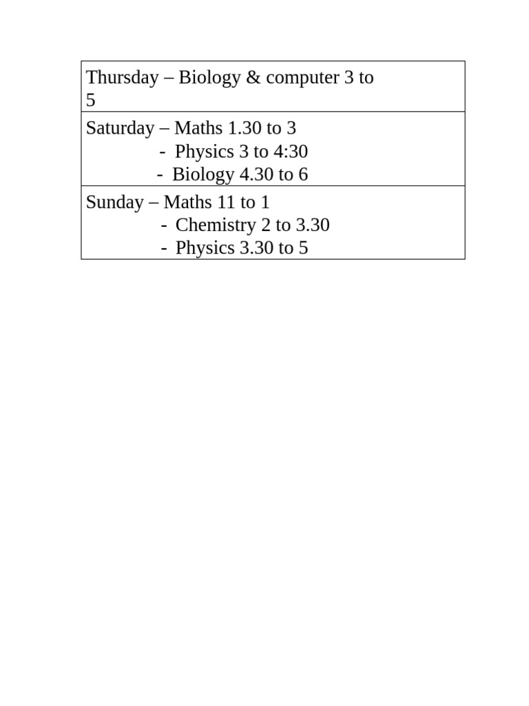8th Time Table | PDF
