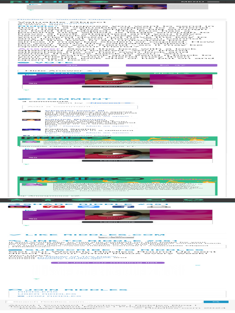 Valuable Object... Riddle and Answer | PDF
