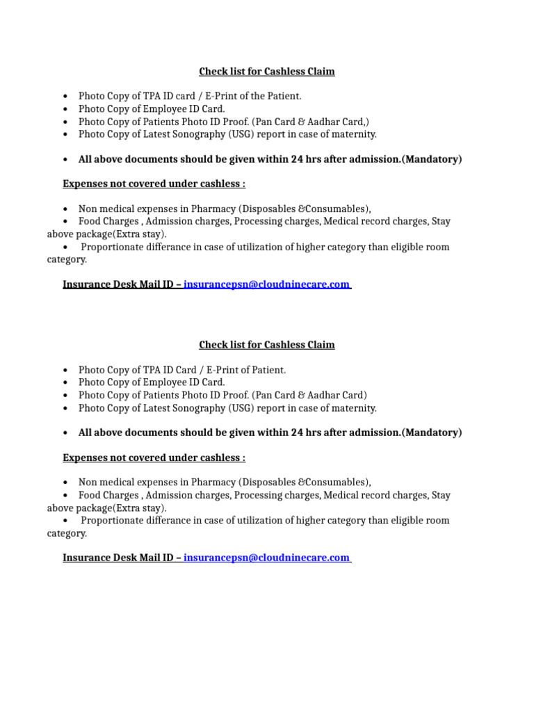 Cashless Check List | PDF
