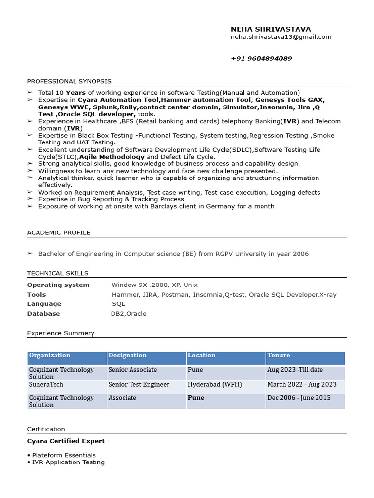 Neha Shrivastava IVR Testing Jan2024 | PDF