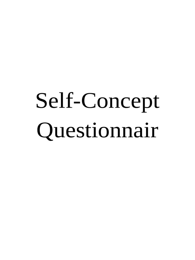 Self Concept Questionnaire | PDF