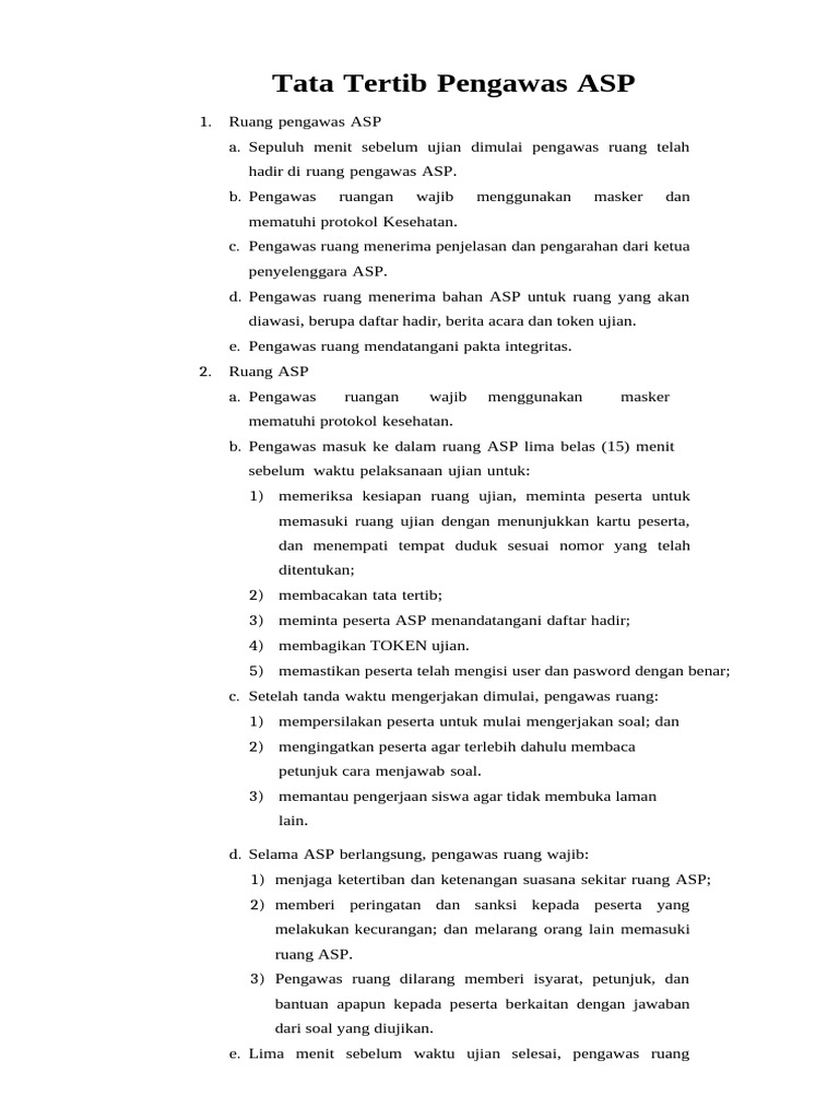 Tata Tertib Pengawas AS1 | PDF