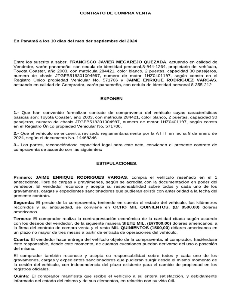 CONTRATO DE COMPRA VENTA | PDF