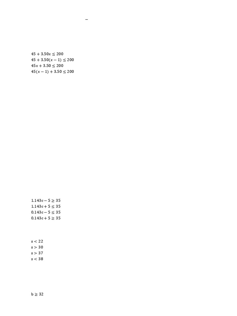Linear Inequality Word Problems - Level 3-4 | PDF