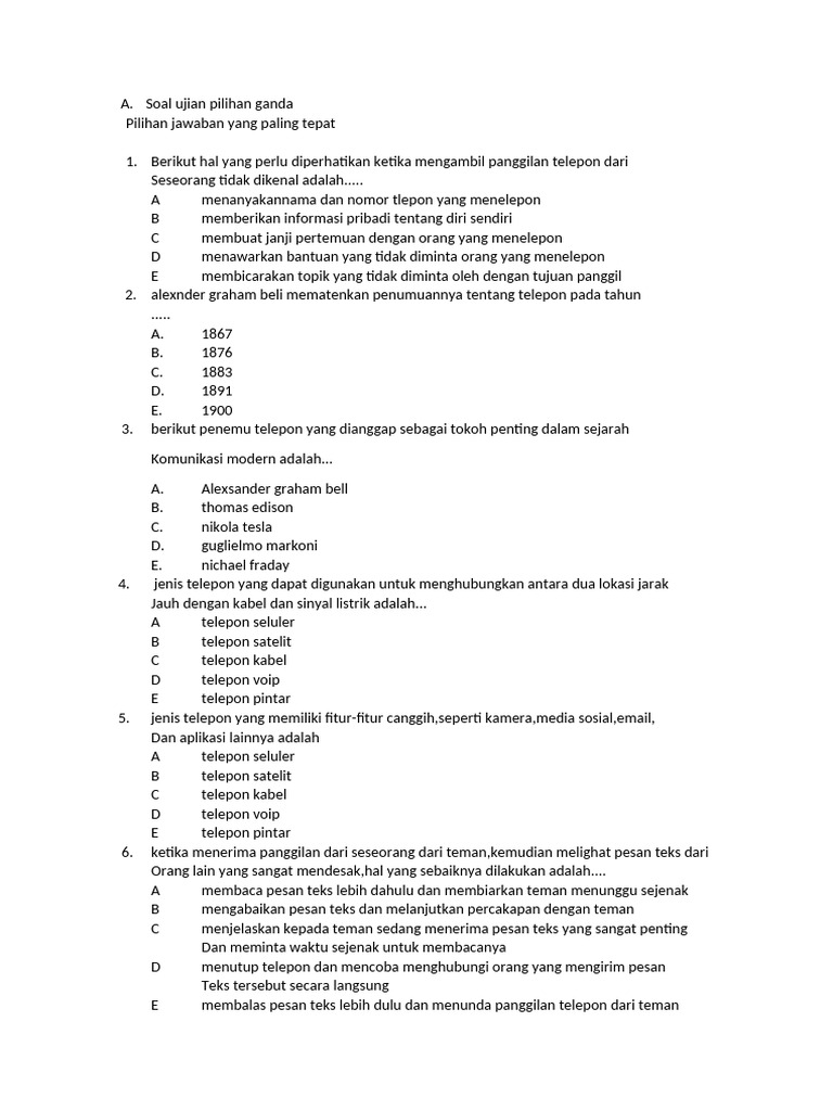 Soal Ujian Pilihan Ganda Arfan | PDF