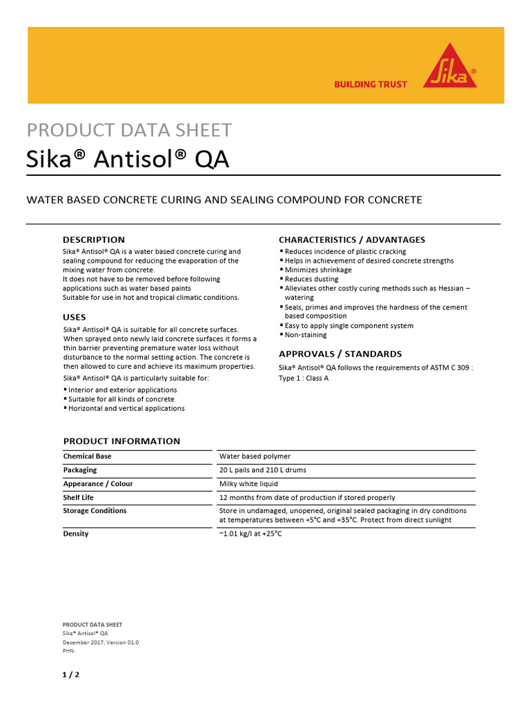 PDS - Sika Antisol QA | PDF