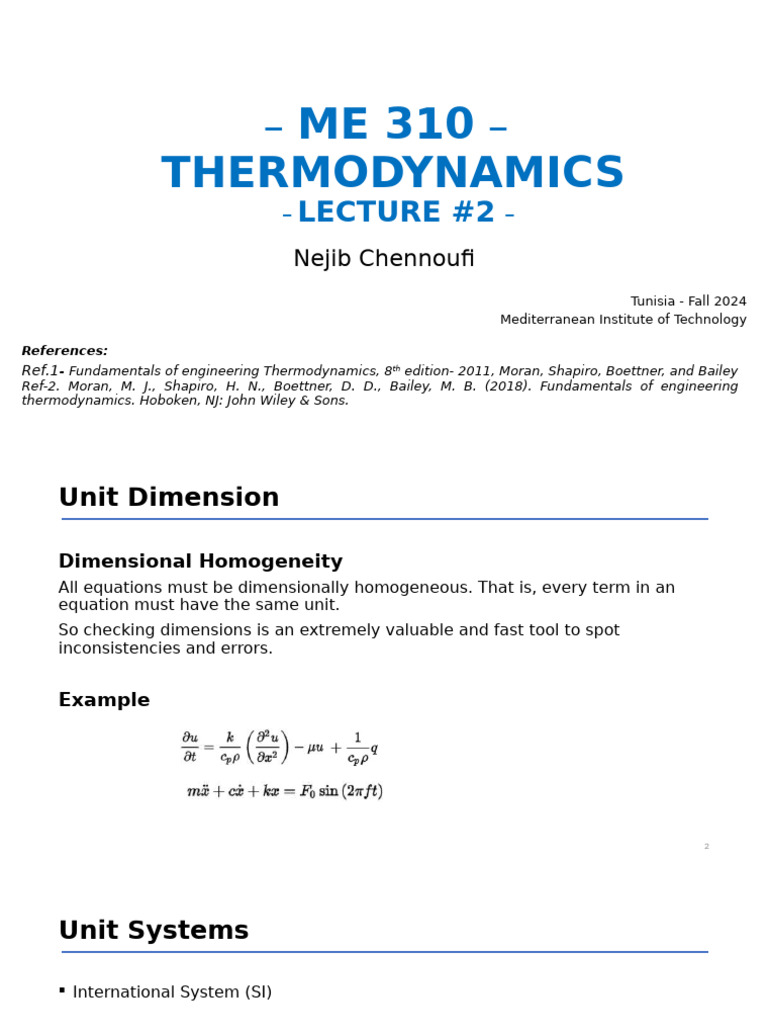 ME310 - Thermodynamics - Lecture 02 | PDF