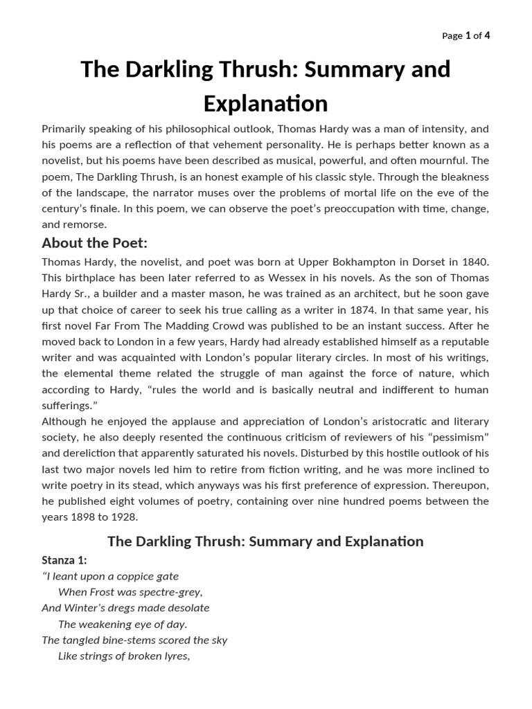 The Darkling Thrush Project | PDF