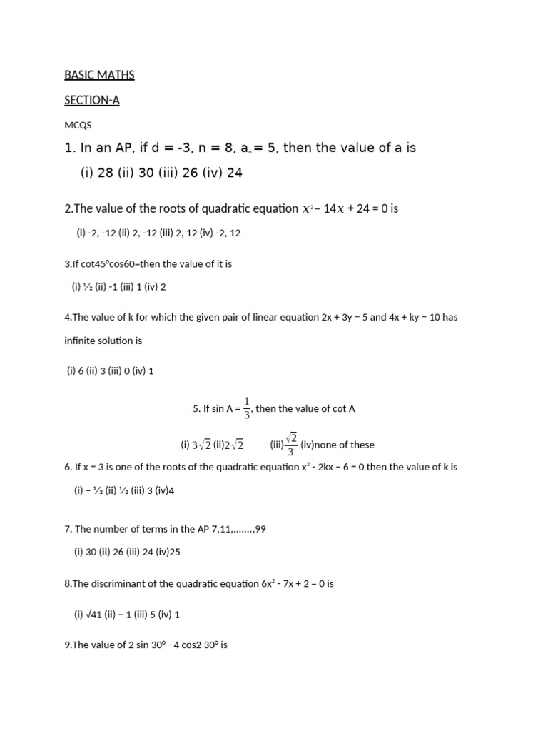 Basic Maths | PDF