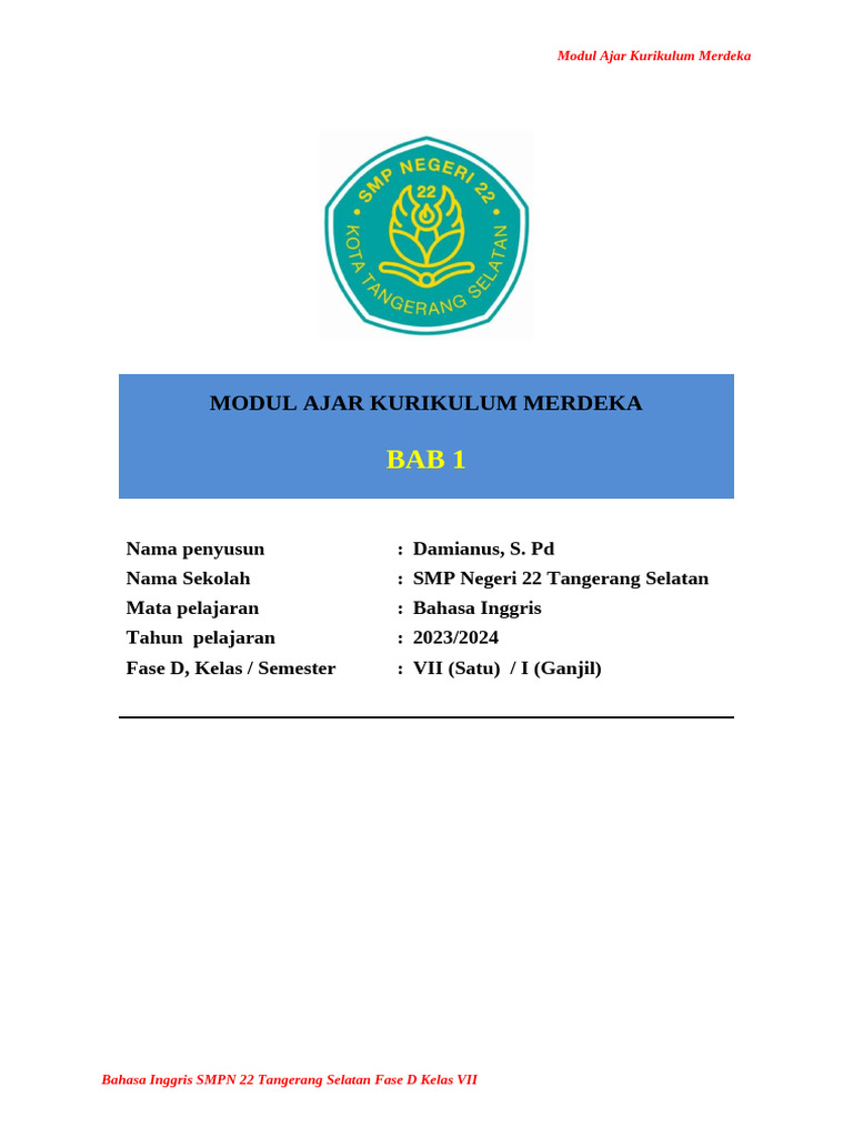 Modul Ajar BAB 1 | PDF