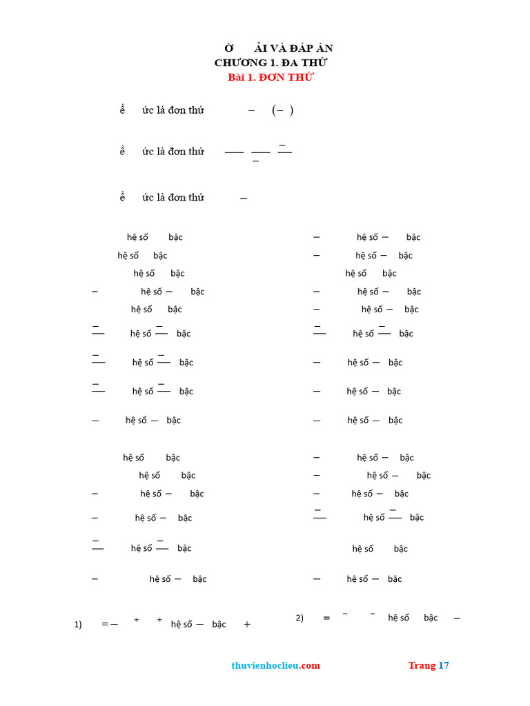 Bai-tap-co-ban-Toan-8-Chuong-1-Da-thuc-co-dap-an (1) - Trang-2 | PDF