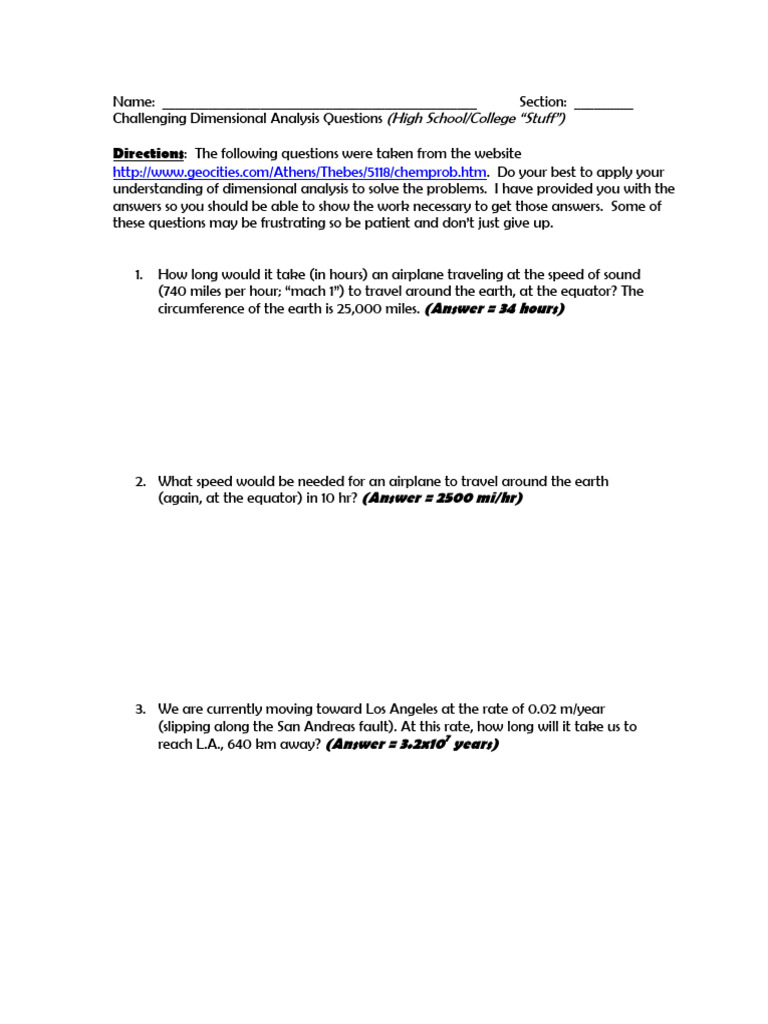 Dimensional Analysis - Challenging Problems | PDF