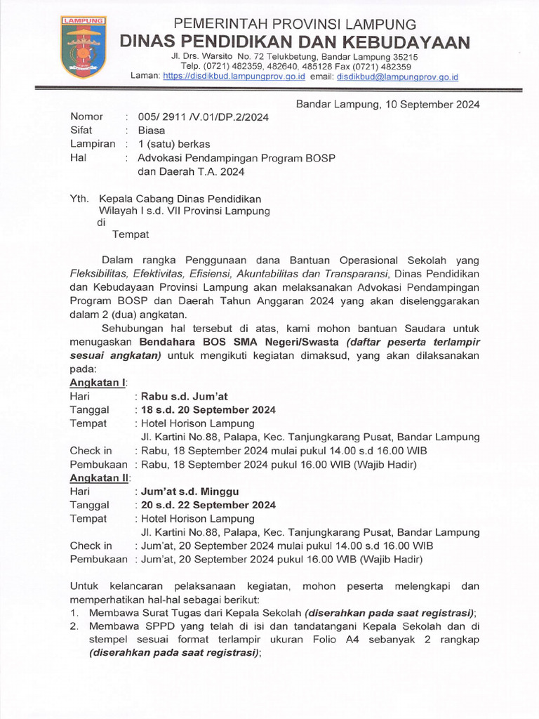 Surat Edaran Advokasi Program BOS Tahun 2024 | PDF