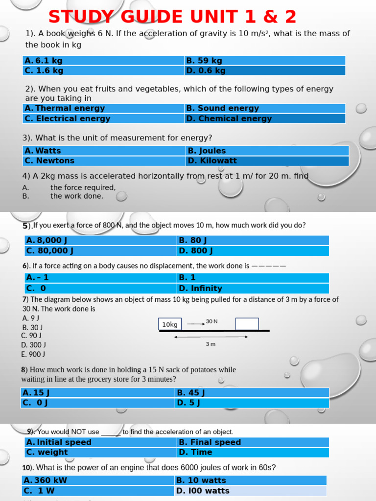 Key - Study Guide Unit 1 - 2 | PDF