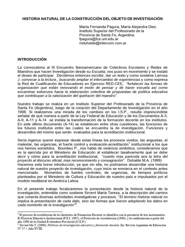 Historia Natural de la Investigación Sirvent | PDF Historia Natural de la Investigación Sirvent | PDF