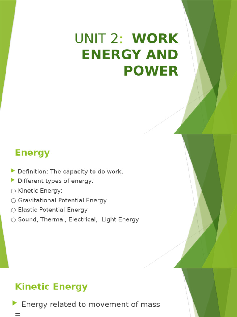 Unit 2 Energy Work Power | PDF | Force | Potential Energy