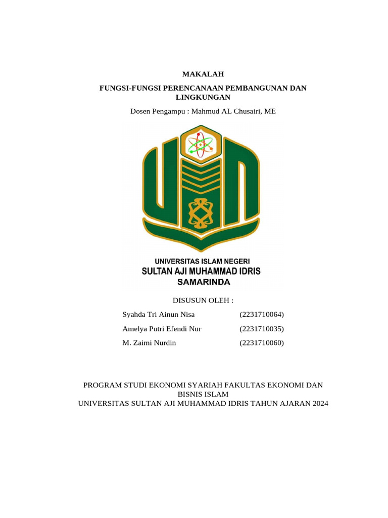 MAKALAH Perencanaan Pembangunan Dan Lingkungan | PDF