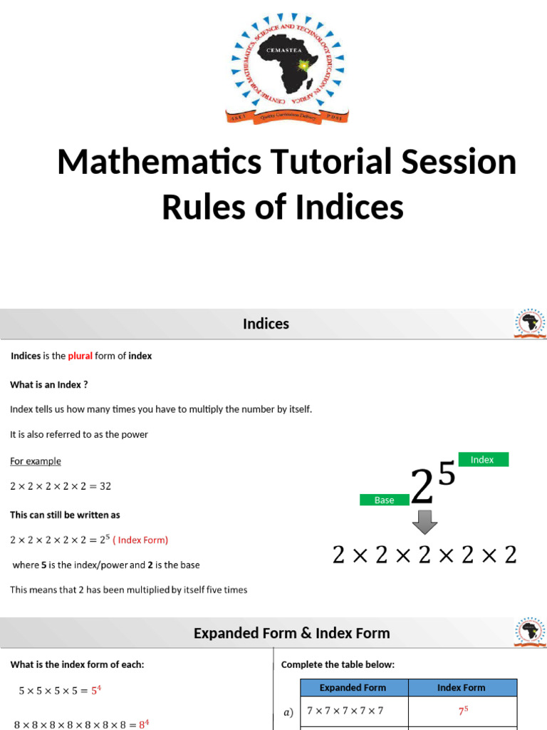 Rules of Indices-CASIO Fx-82EX | PDF