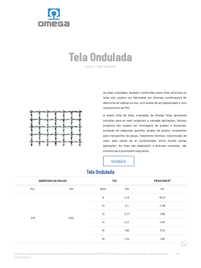 Tela Ondulada - Omega Telas | PDF